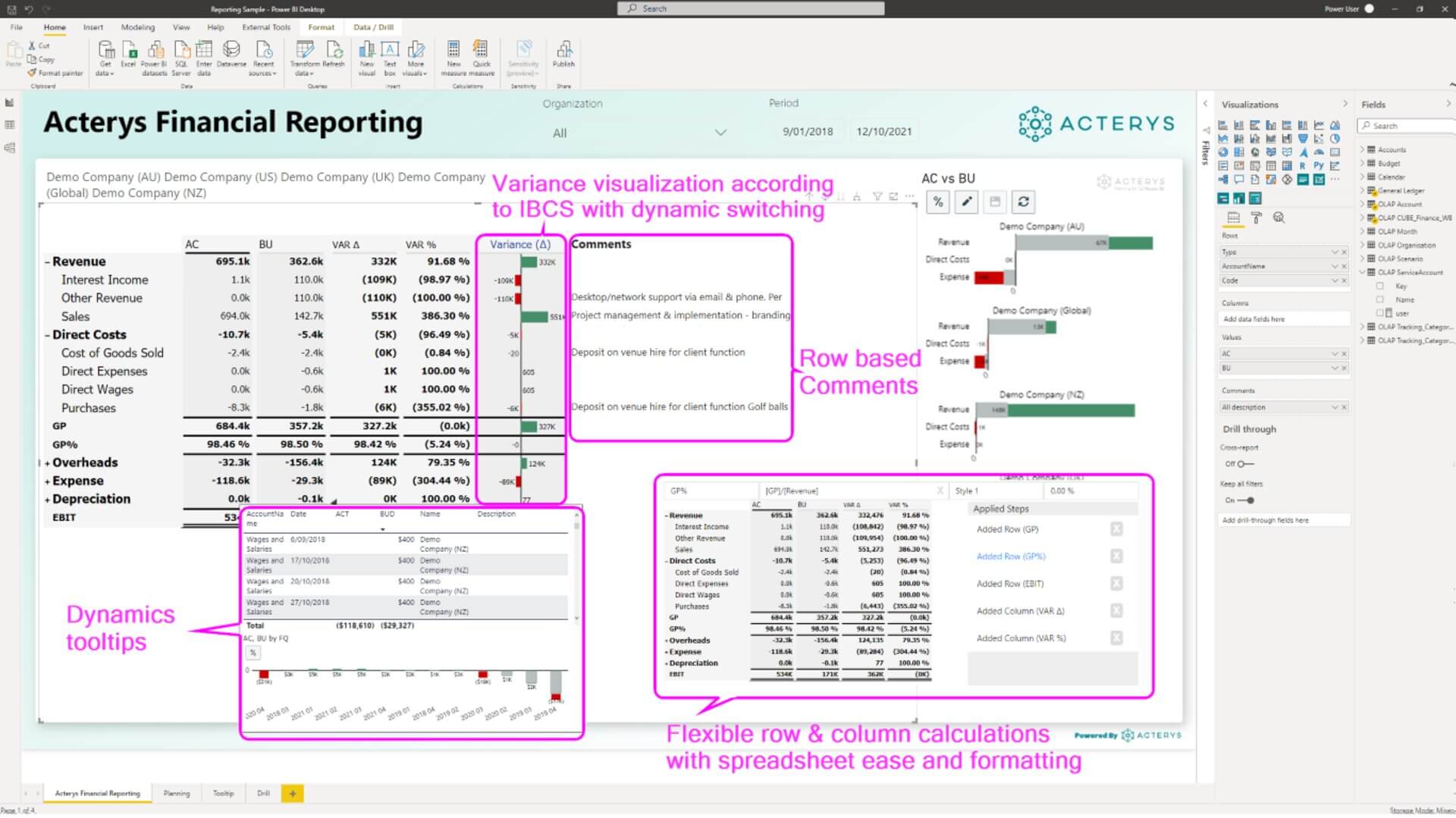 Power BI Visual Planning Real time Visuals Reporting Acterys Apps
